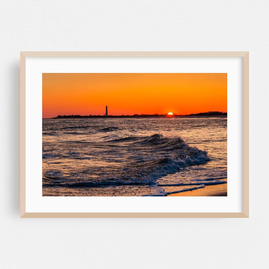 Cape May Print, New Jersey Wall Art, Sunset Framed Art, Lighthouse Home ...