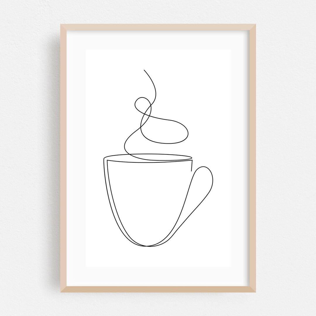 Line Art Print, Minimalist Wall Art, Coffee Framed Art, Sketch Home ...