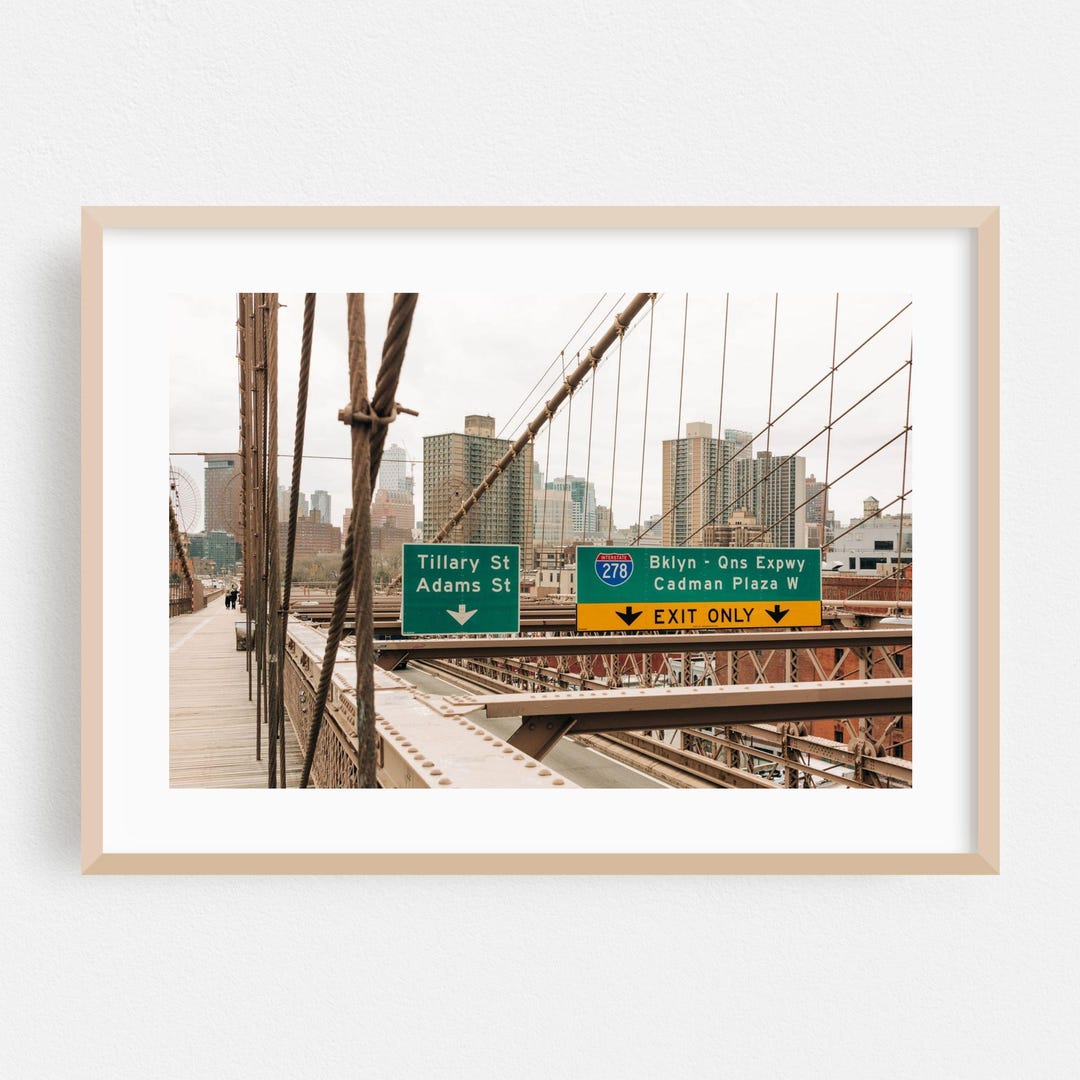Manhattan Print, New York Wall Art, Bridge Framed Art, Cityscape Home ...