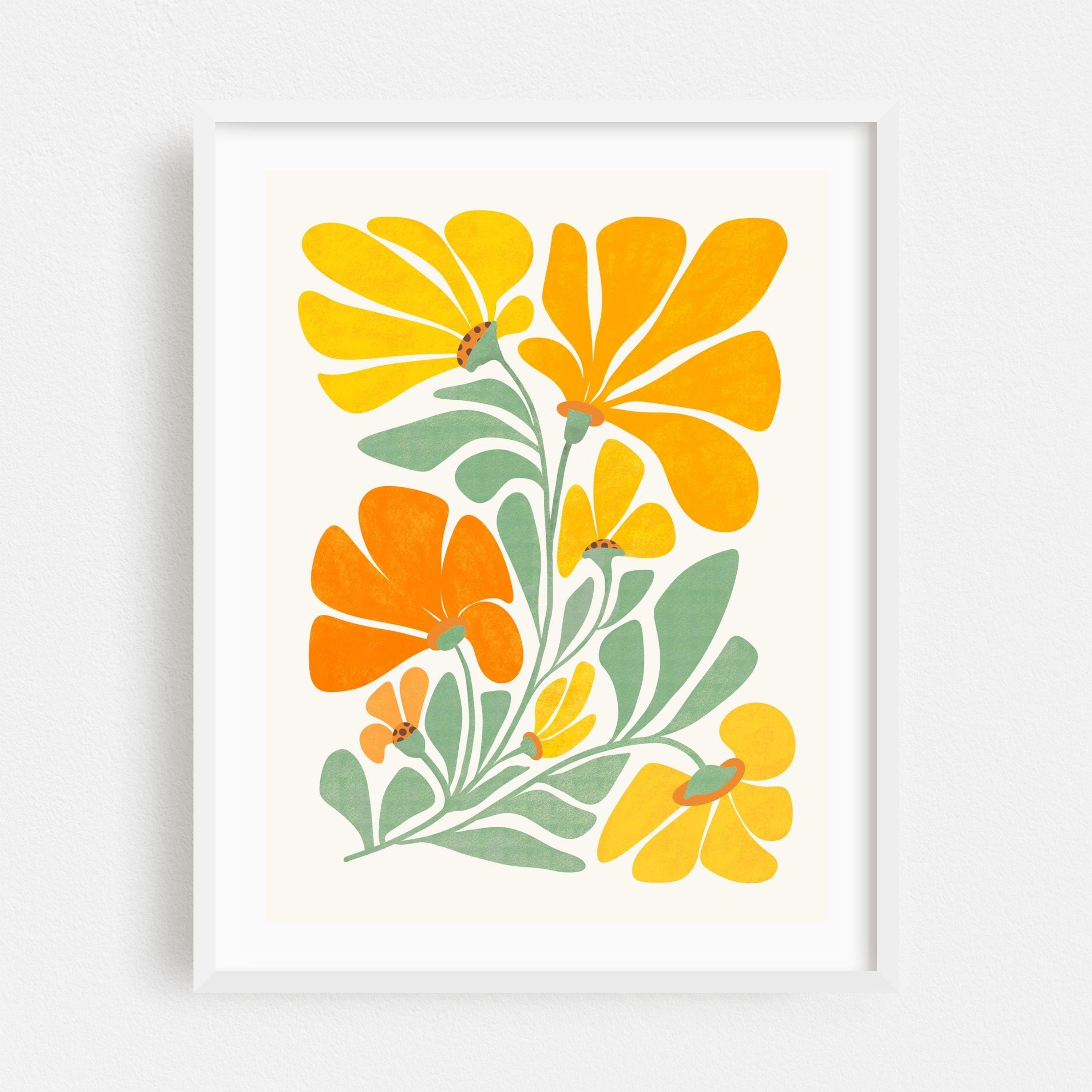 Sunflower Garden Print, Floral Design Print, Graphics Print, Herbal ...