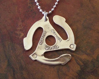 45 Rpm Adapter Sterling Silver Necklace Retro 70's Necklace - Etsy