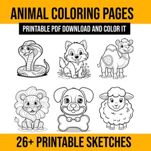 Animal Coloring Pages for Kids Fun and Educational Animal Coloring Book ...