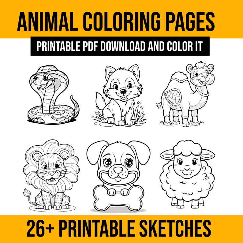Animal Coloring Pages for Kids Fun and Educational Animal Coloring Book ...