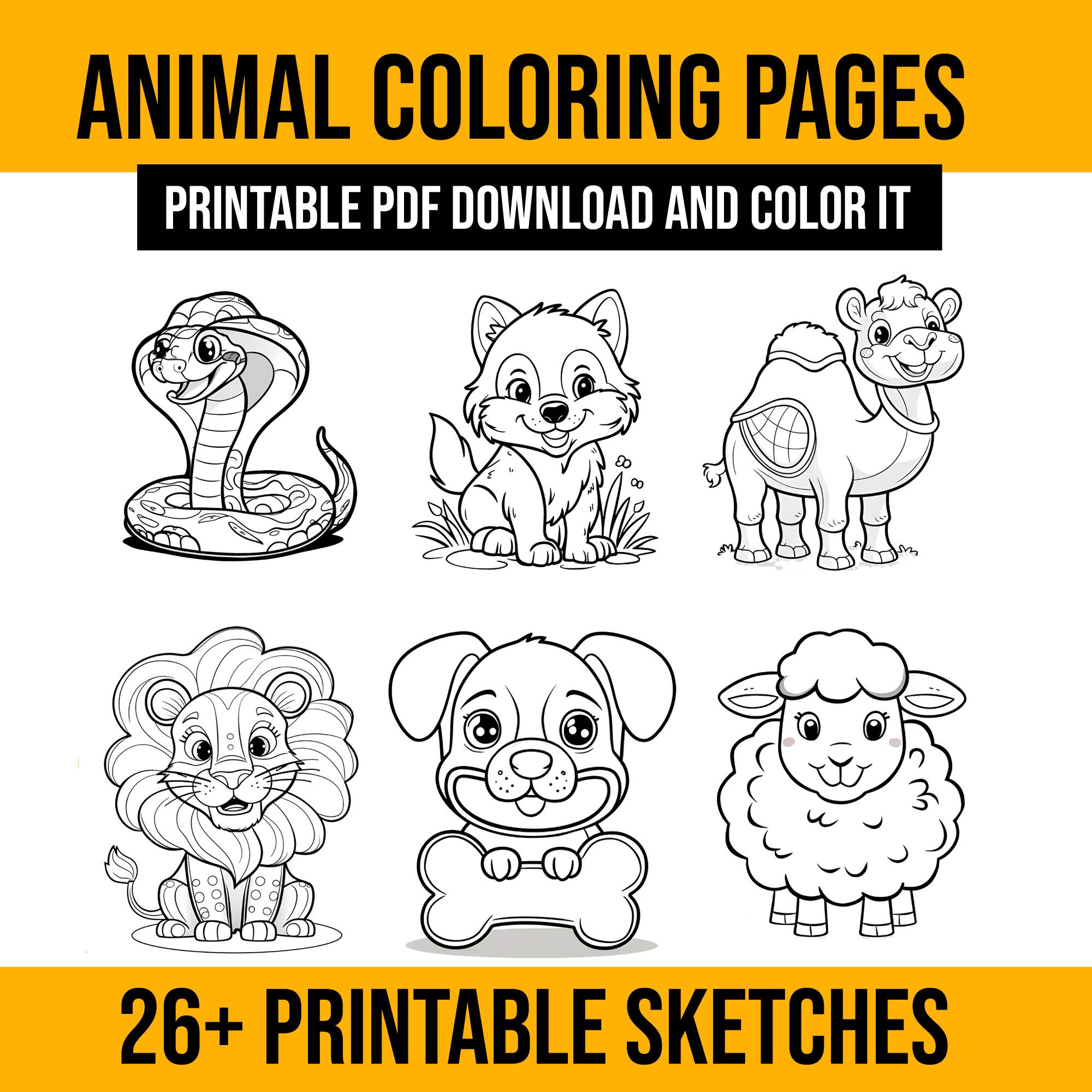 Animal Coloring Pages for Kids Fun and Educational Animal Coloring Book ...