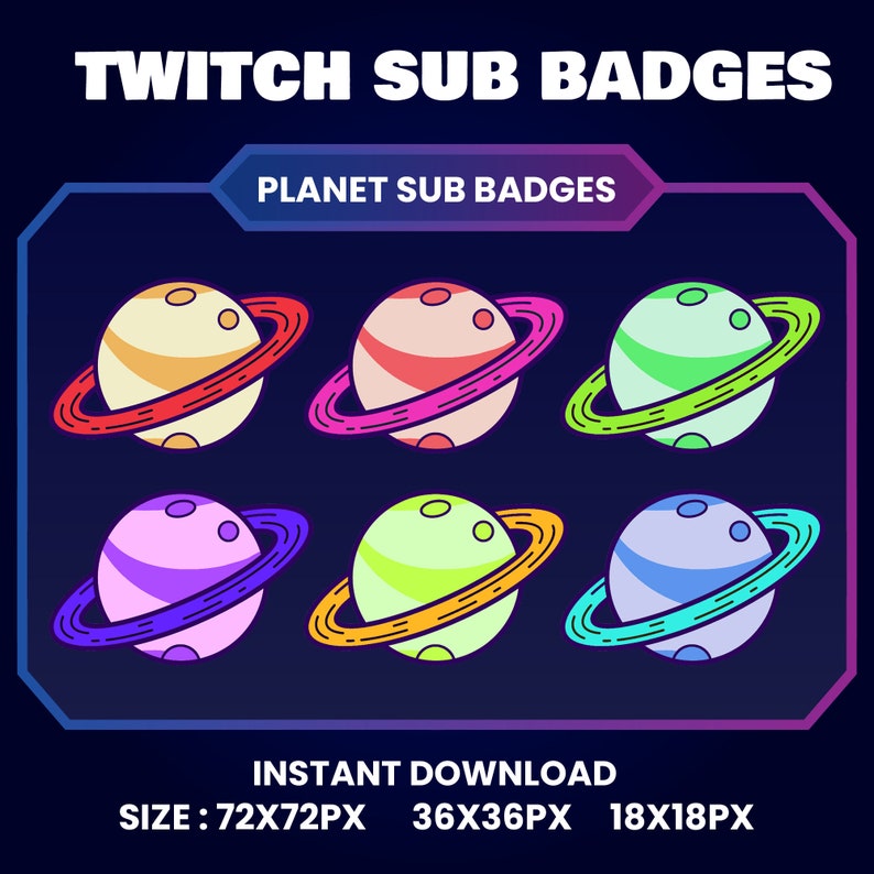 Planet Sub Badges 6 Bit Badges Twitch Youtube - Etsy