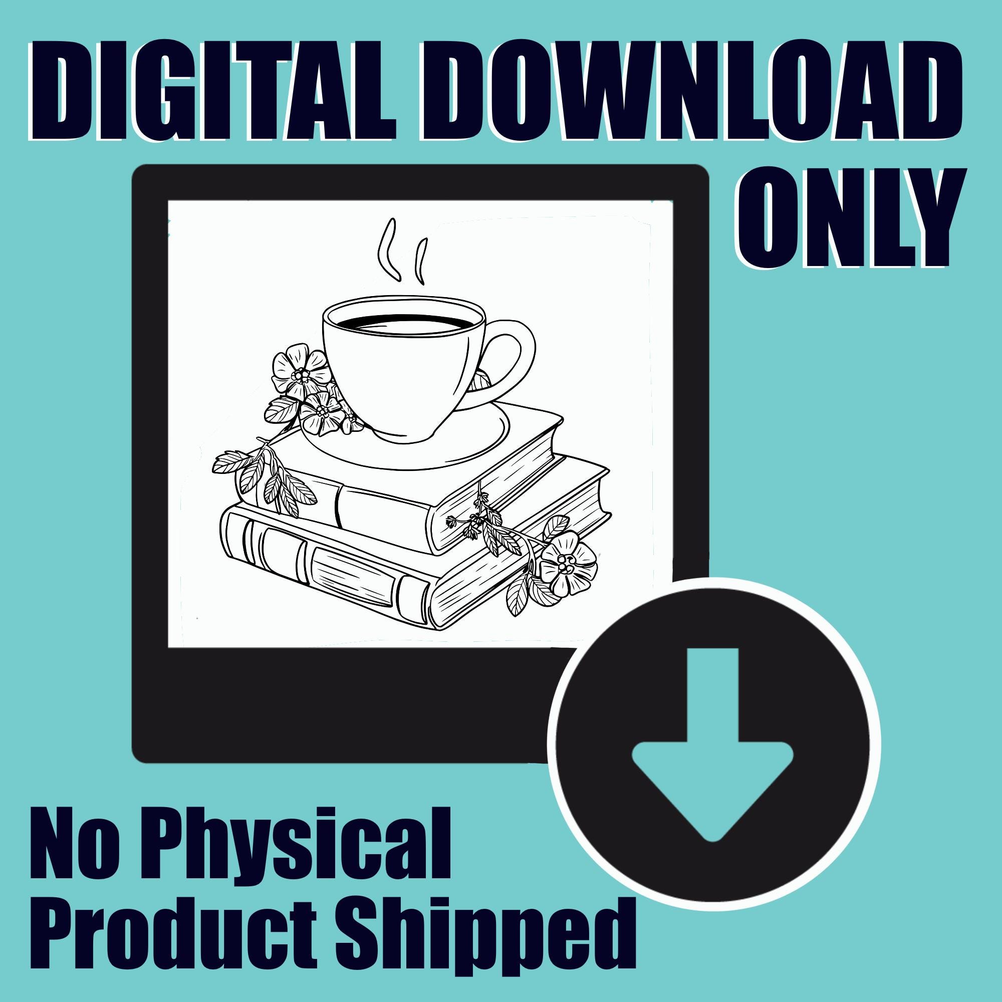 Floral Stack of Books With Coffee SVG + PNG: Coffee Lover, Reading Book ...