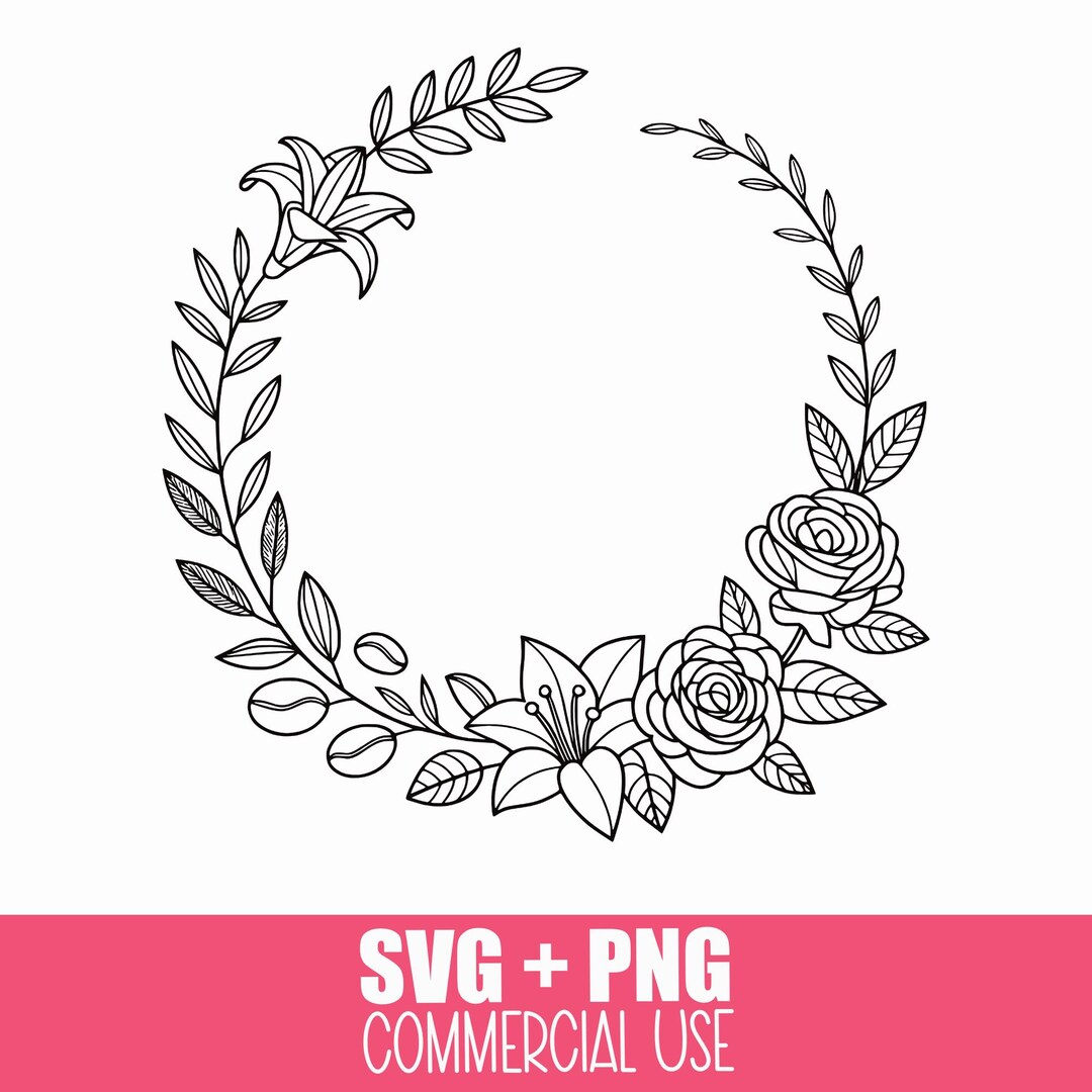 Lily and Rose Wreath SVG | Floral Circle Cut File for Cricut Silhouette ...