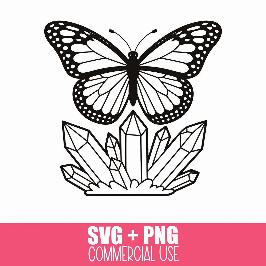 Mystical Butterfly With Crystals SVG, Boho Gemstone Pillar Cut File for ...