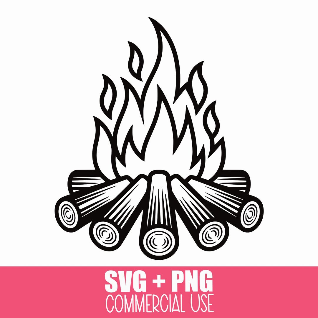 Campfire SVG File: Fire Pit Line Art for Cricut, Silhouette, Glowforge ...