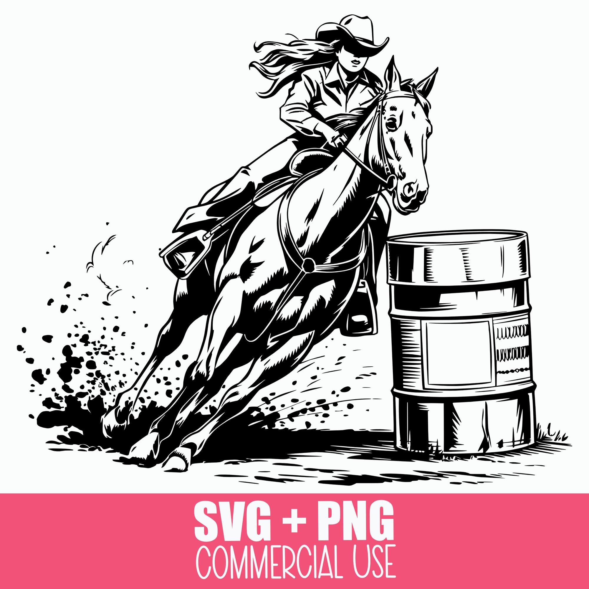 Barrel Racing SVG & PNG - Western Rodeo Cowgirl Barrel Racer Detailed ...