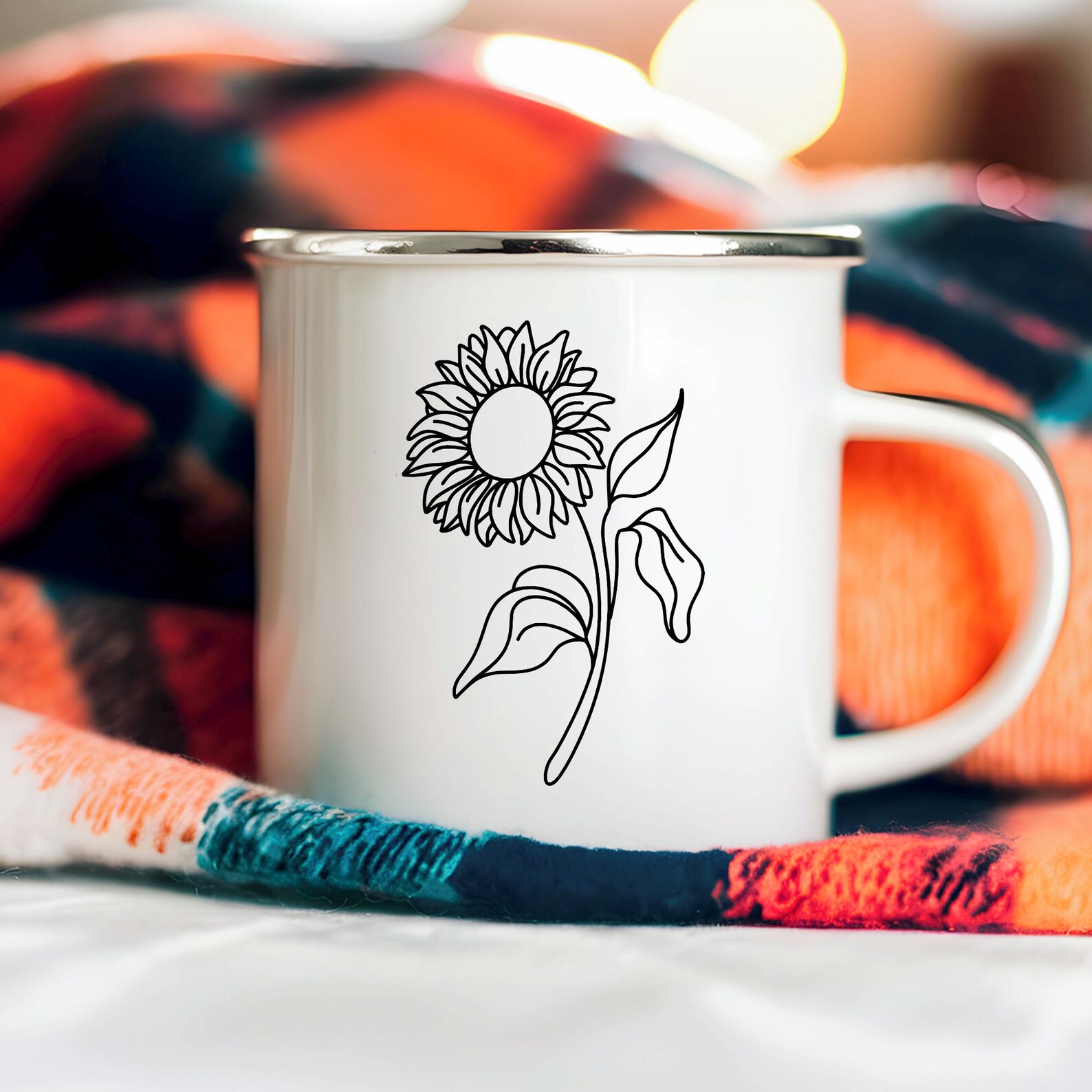 Single Sunflower Stem SVG + PNG: Sunflower Line Art, Gardening Line Art ...