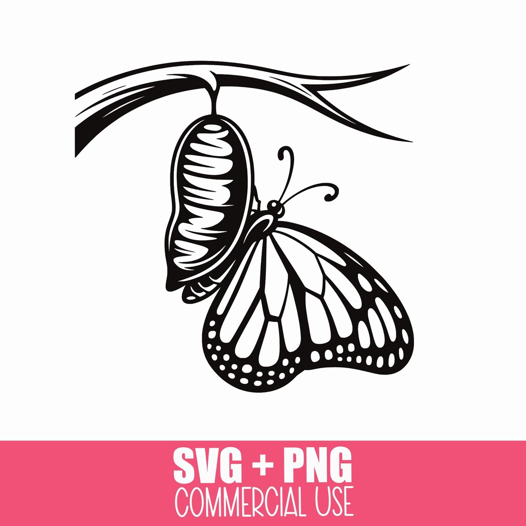 Butterfly Emerging From Cocoon SVG, Nature Branch Cut File for Cricut ...