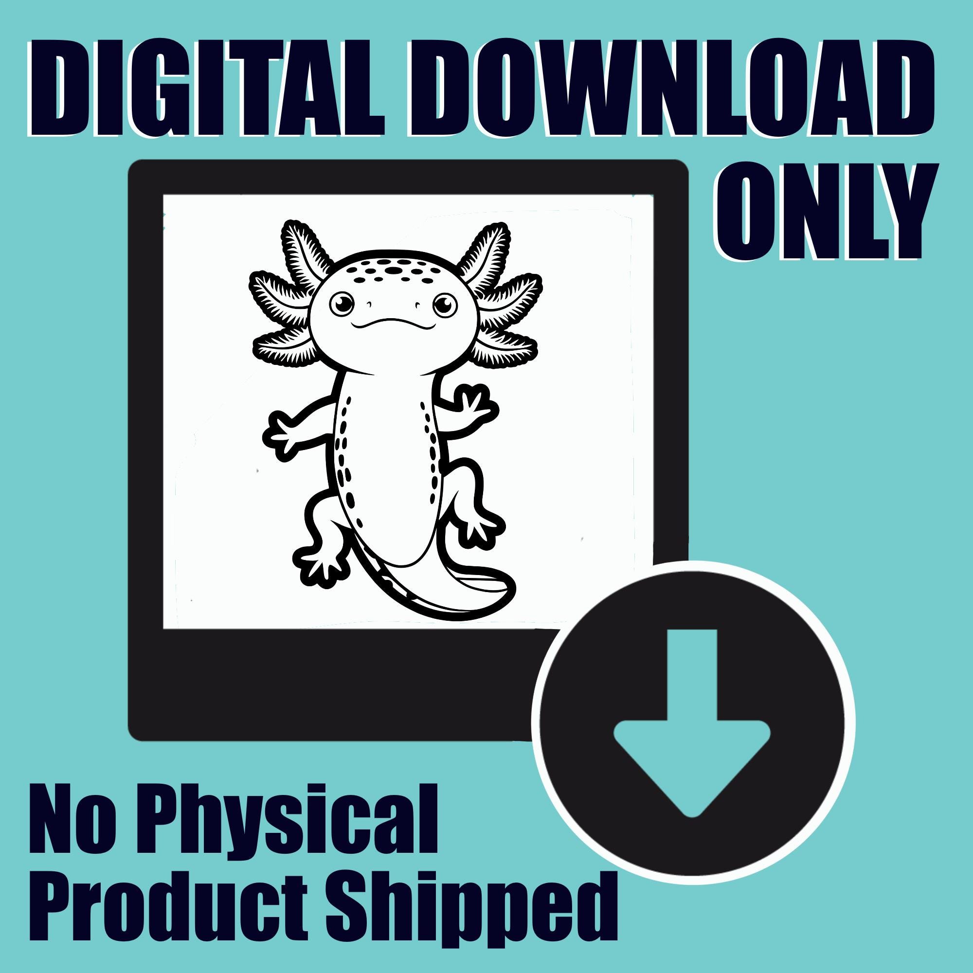 Axolotl SVG + PNG: Full Body Cute Axolotl With Bold Strong Outlines ...