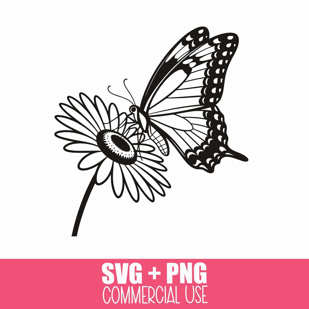 Swallowtail Butterfly and Daisy SVG | Insect Flower Cut File for Cricut ...