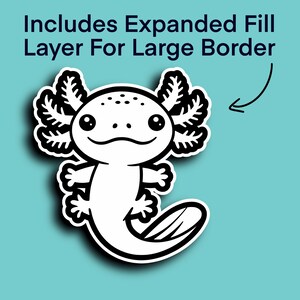 Cute Axolotl SVG and PNG Design: Bold Outline, Floating Pose, Graphic ...