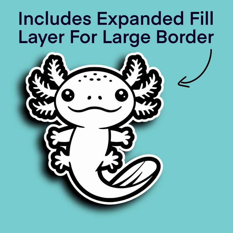 Cute Axolotl SVG and PNG Design: Bold Outline, Floating Pose, Graphic ...