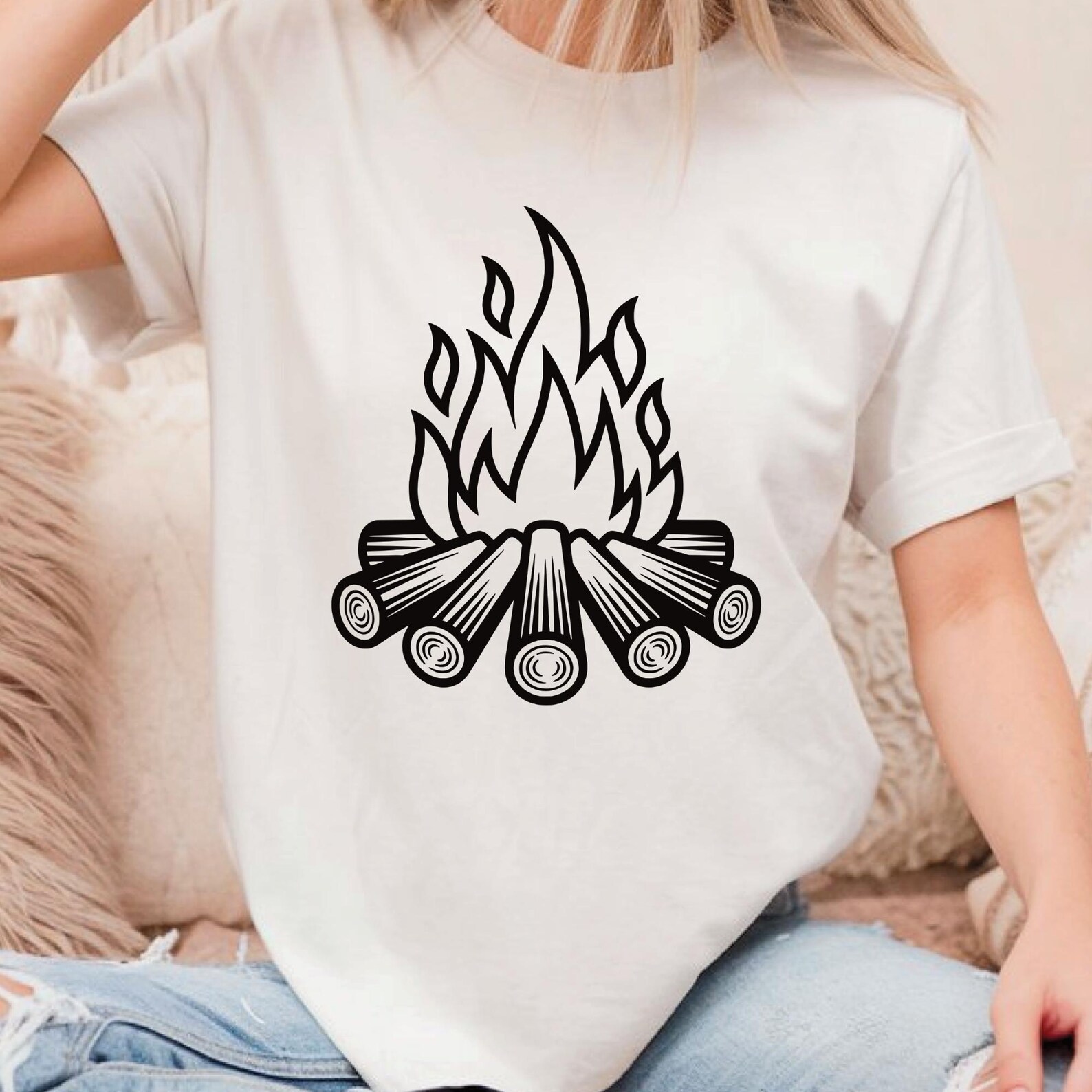 Campfire SVG File: Fire Pit Line Art for Cricut, Silhouette, Glowforge ...