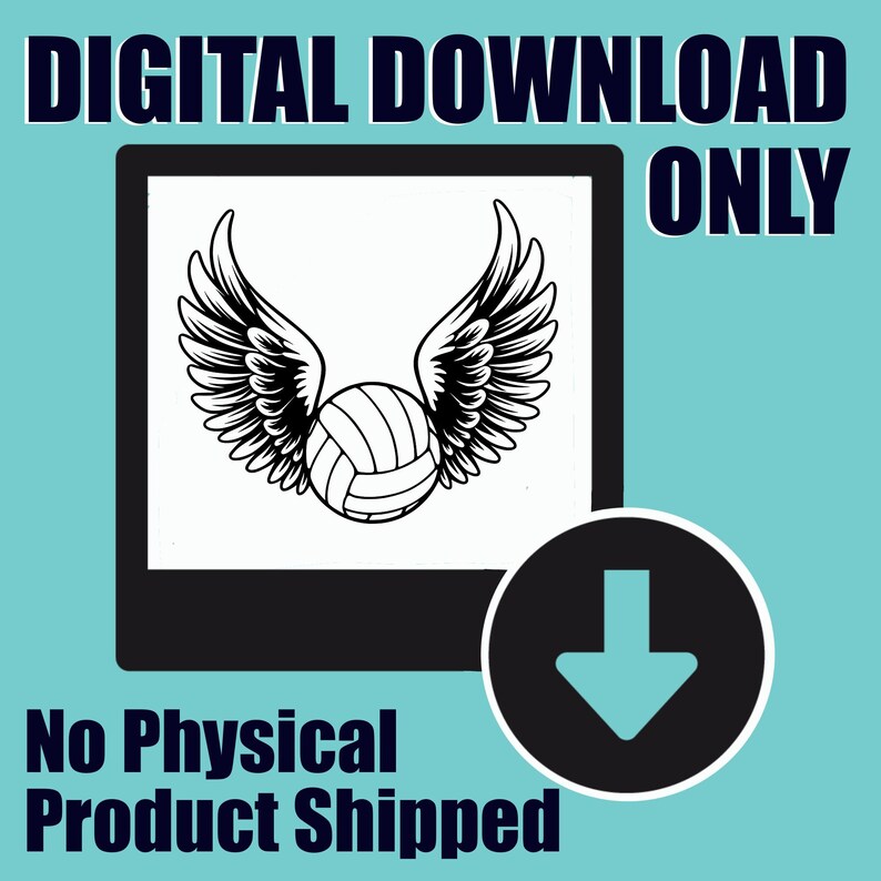 Winged Volleyball SVG PNG: Angel Wings Vector Cut File - Etsy