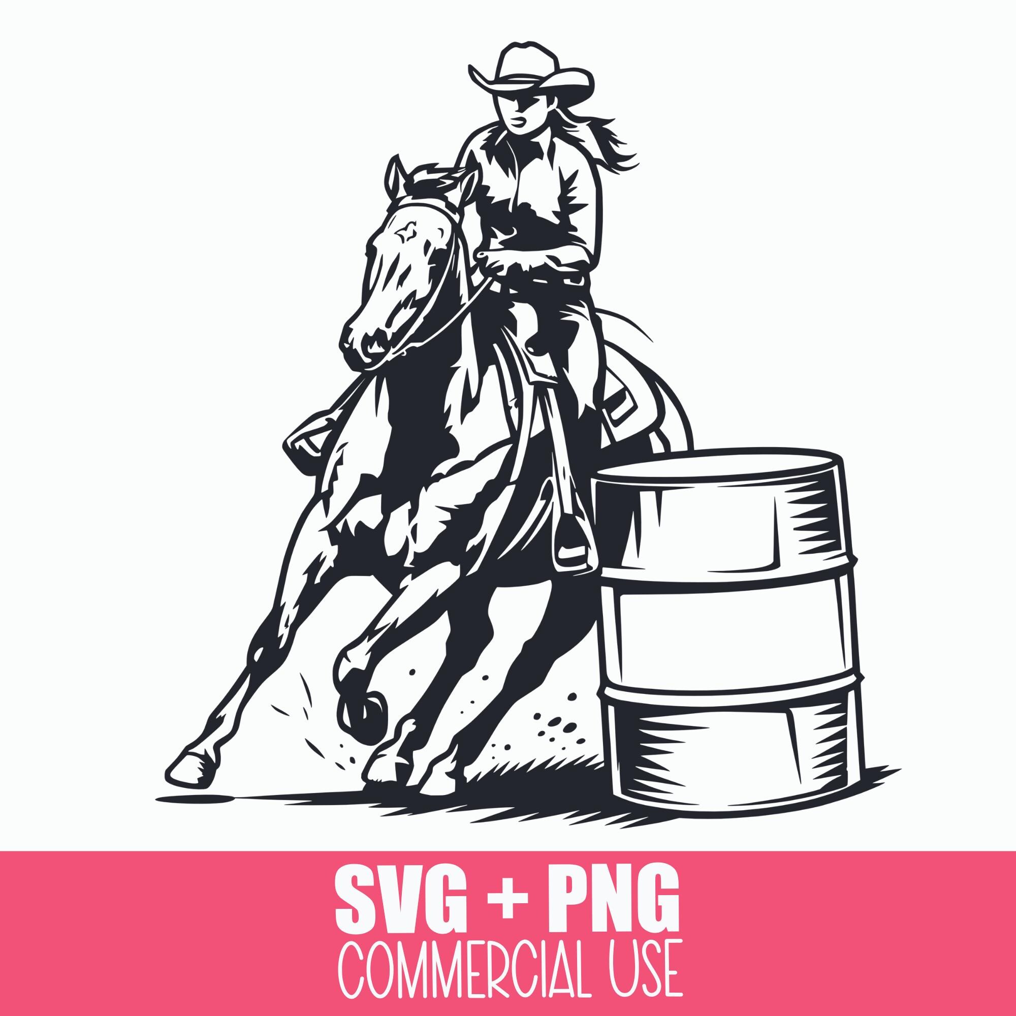 Barrel Racing SVG & PNG - Western Rodeo Cowgirl Barrel Racer Silhouette ...