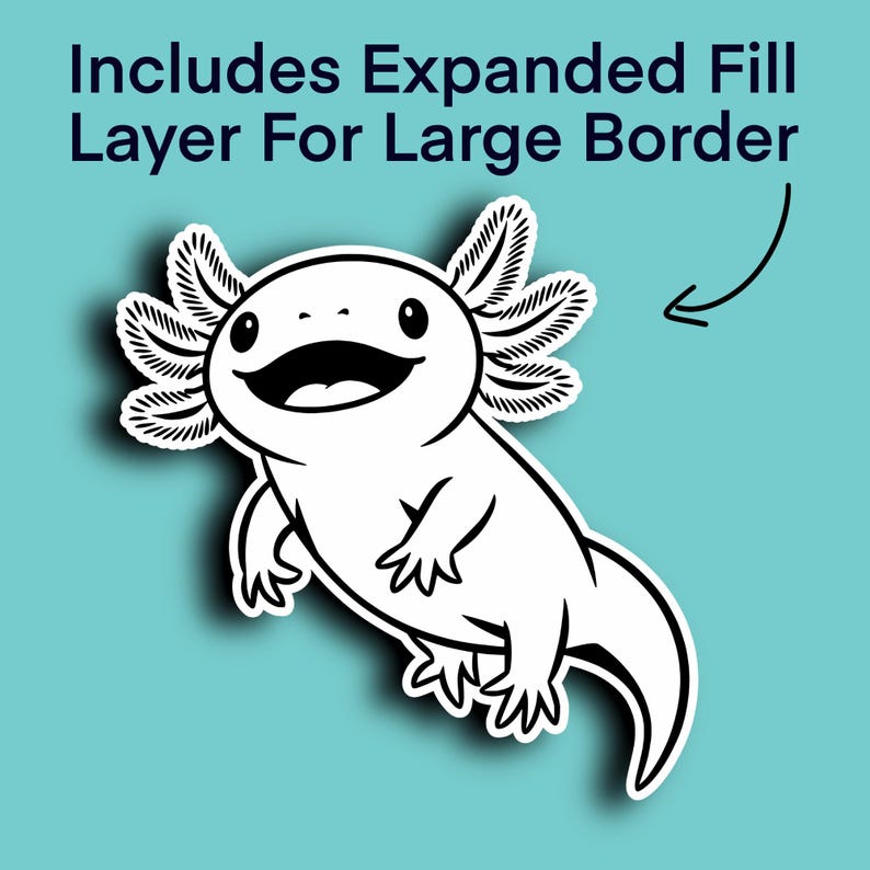 Axolotl SVG + PNG: Cute and Happy Axolotl in a Floating / Swimming Pose ...