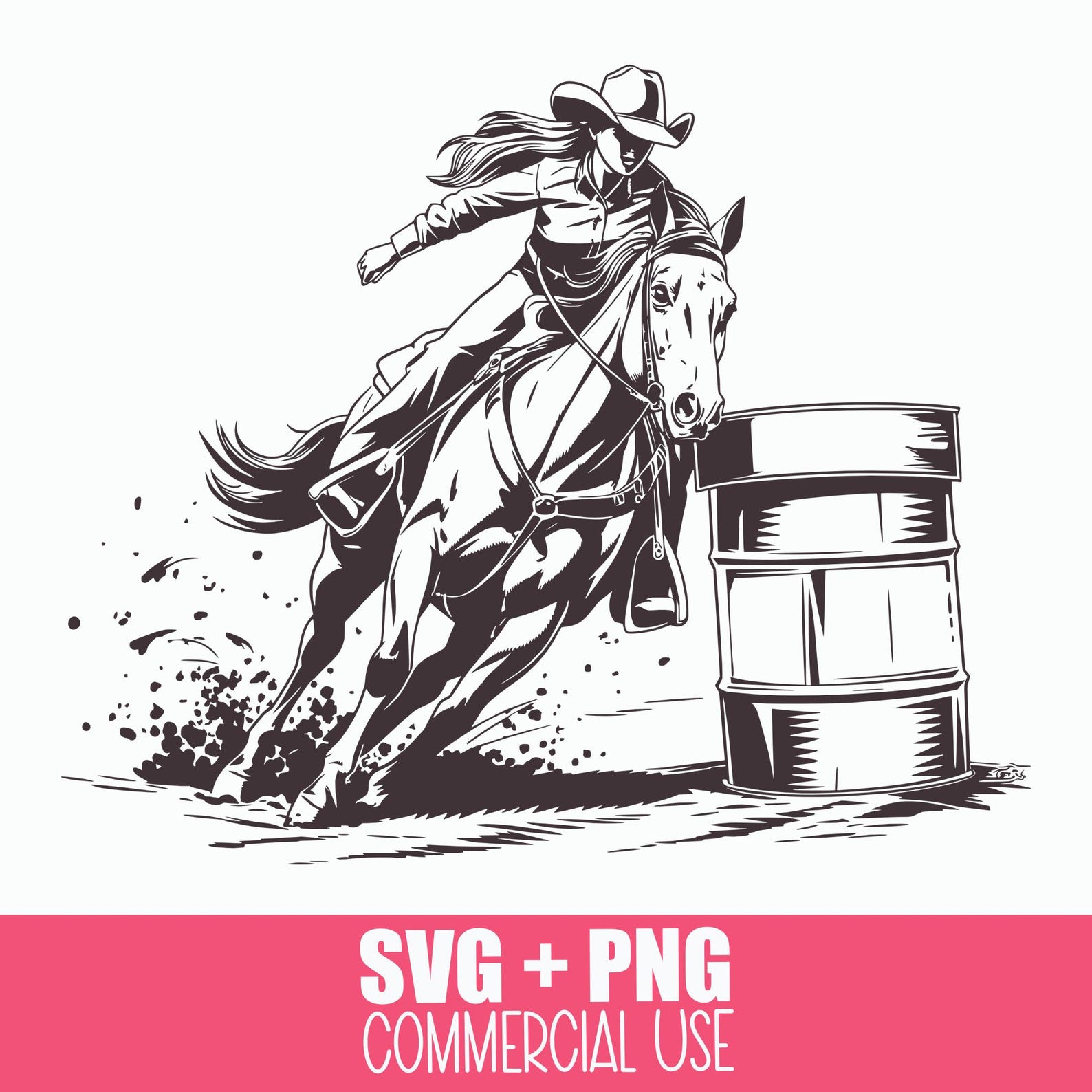 Barrel Racing SVG & PNG - Western Rodeo Cowgirl Barrel Racer Silhouette ...