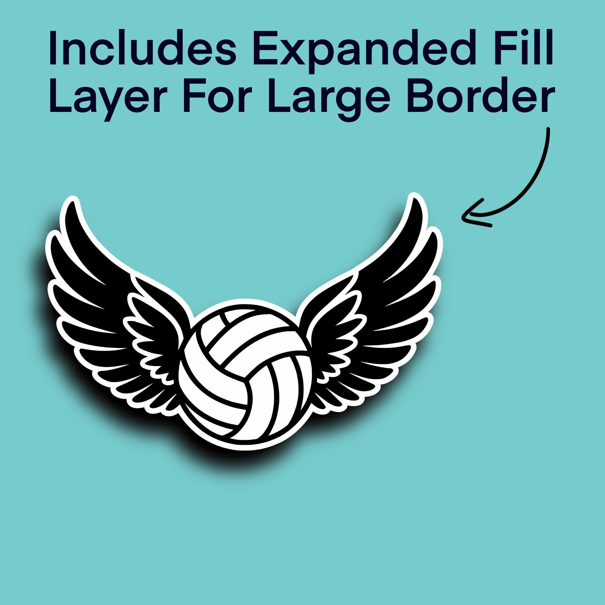 Volleyball SVG + PNG: Solid Wings Design, Vector, Clip Art, Cricut Cut ...