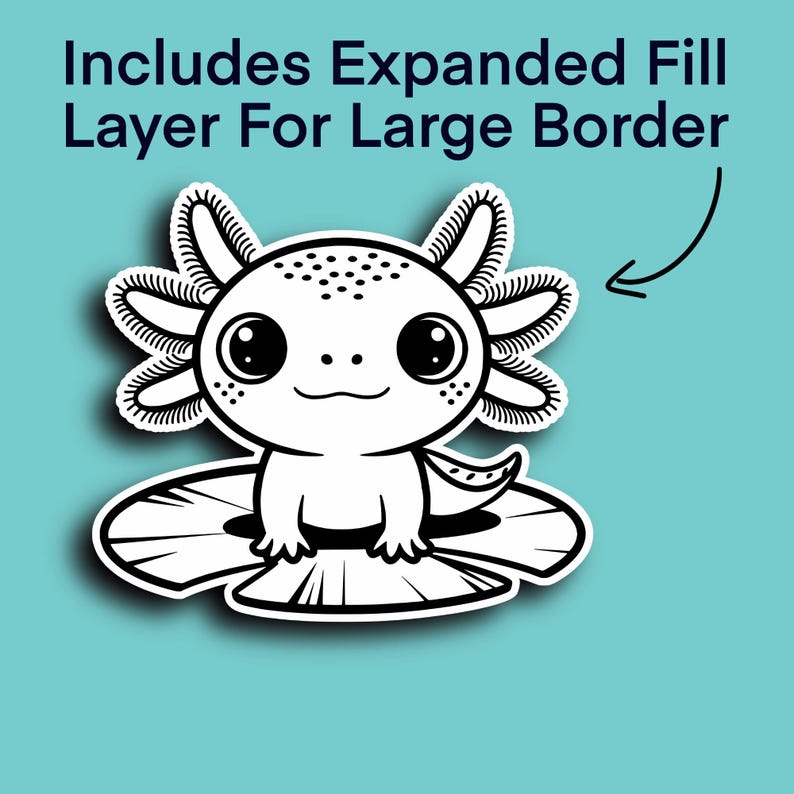 Axolotl SVG + PNG: Cute Axolotl Sitting on a Lily Pad With Smile ...