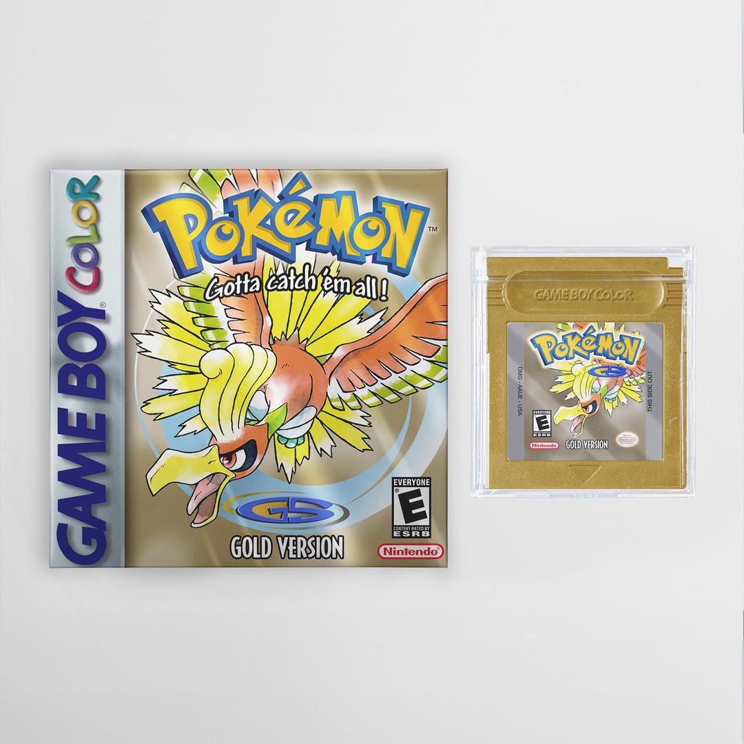 Pokemon Gold Version GBC Reproduction Cartridge for Gameboy Colour 1999 ...
