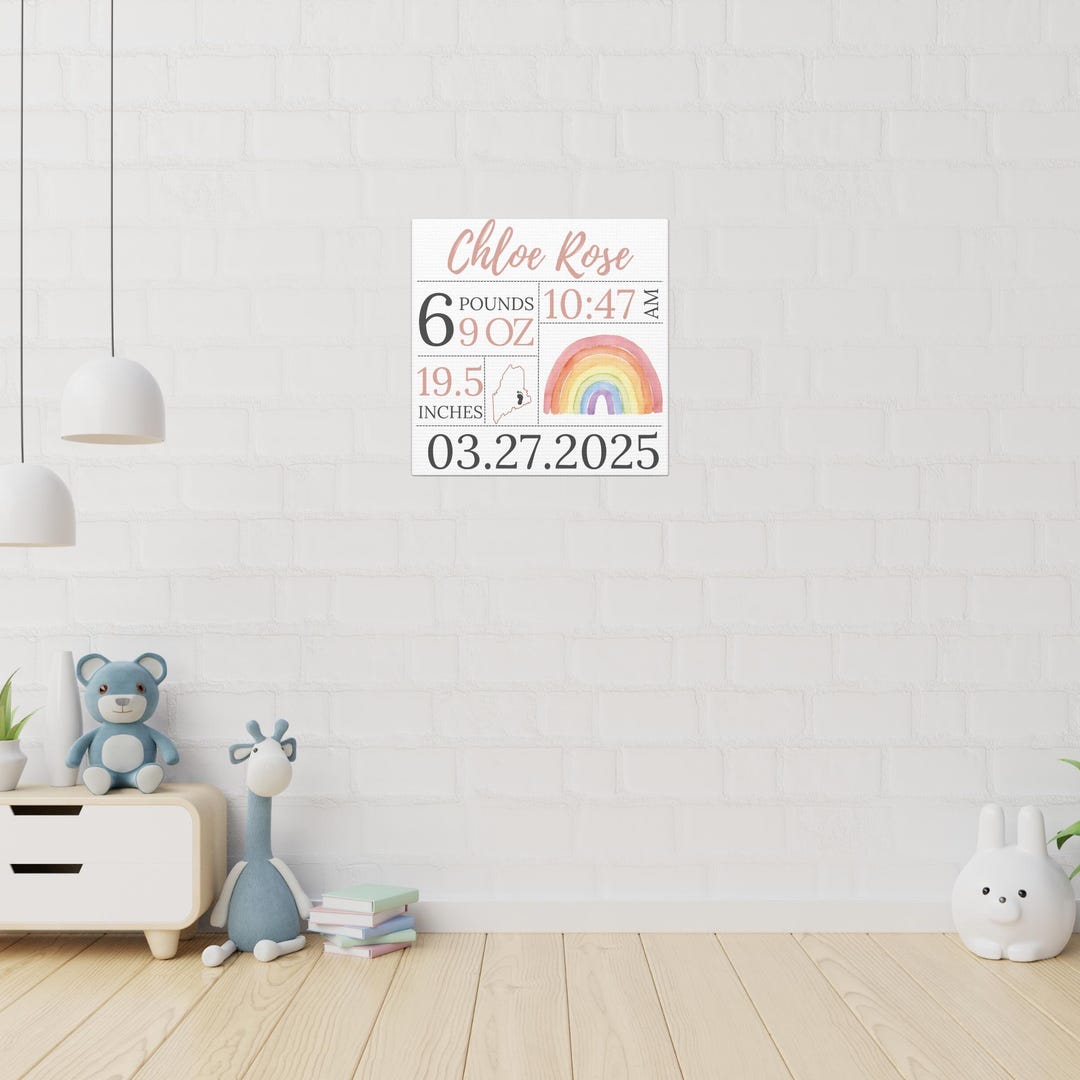 Nursery Baby Birth Stat Canvas, Baby Birth Stat Canvas, Personalized ...