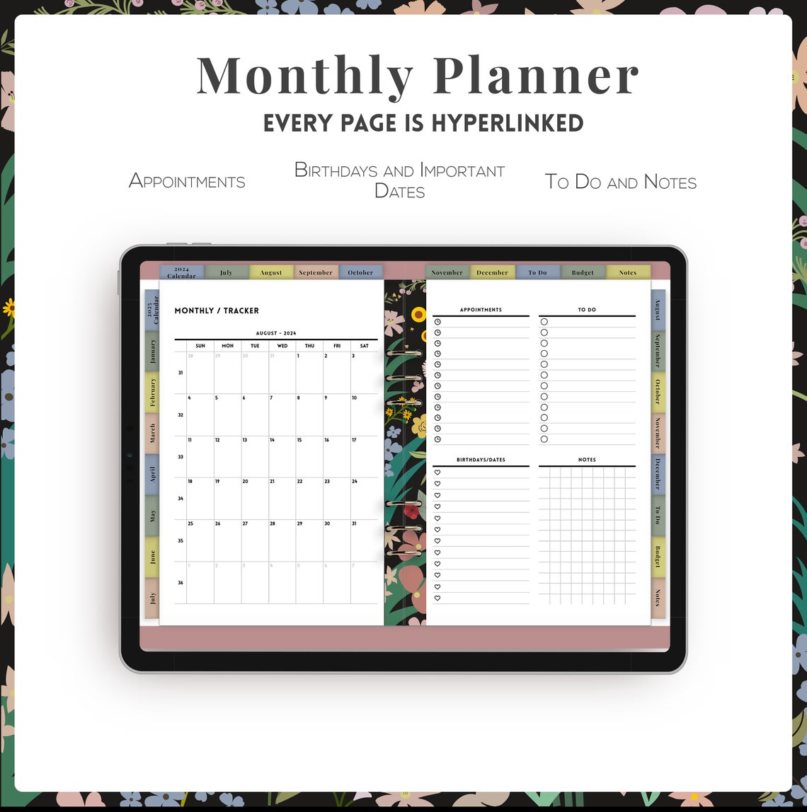 2024-2025 Digital Planner, Monthly Planner, Weekly Planner, Printable ...
