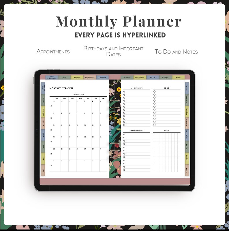 2024-2025 Digital Planner, Monthly Planner, Weekly Planner, Printable ...