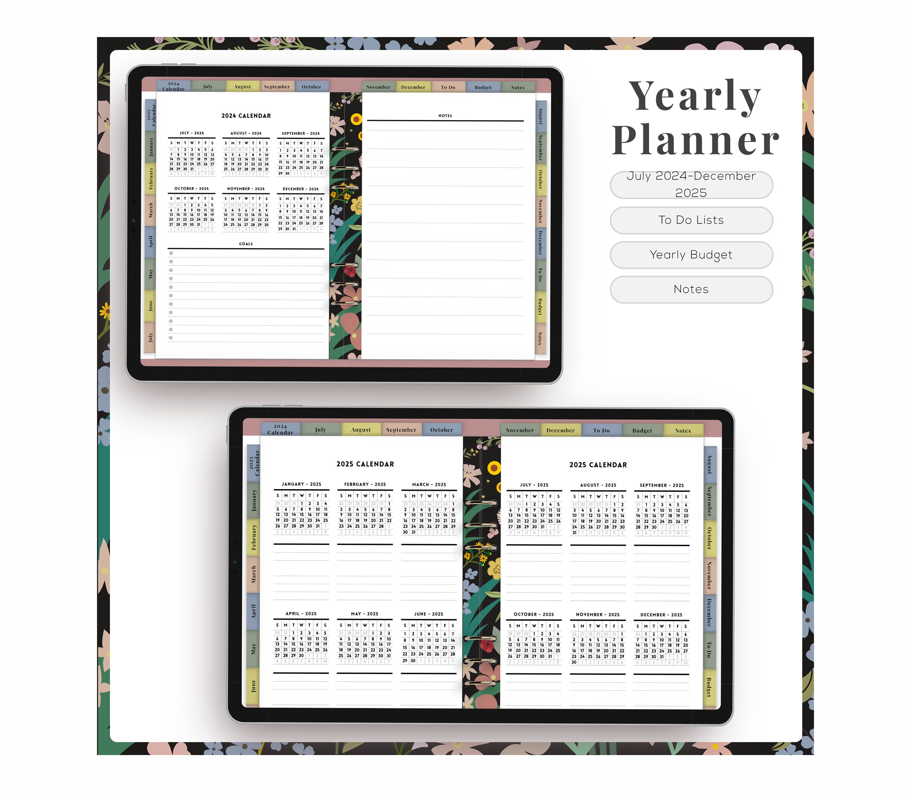 2024-2025 Digital Planner, Monthly Planner, Weekly Planner, Printable ...