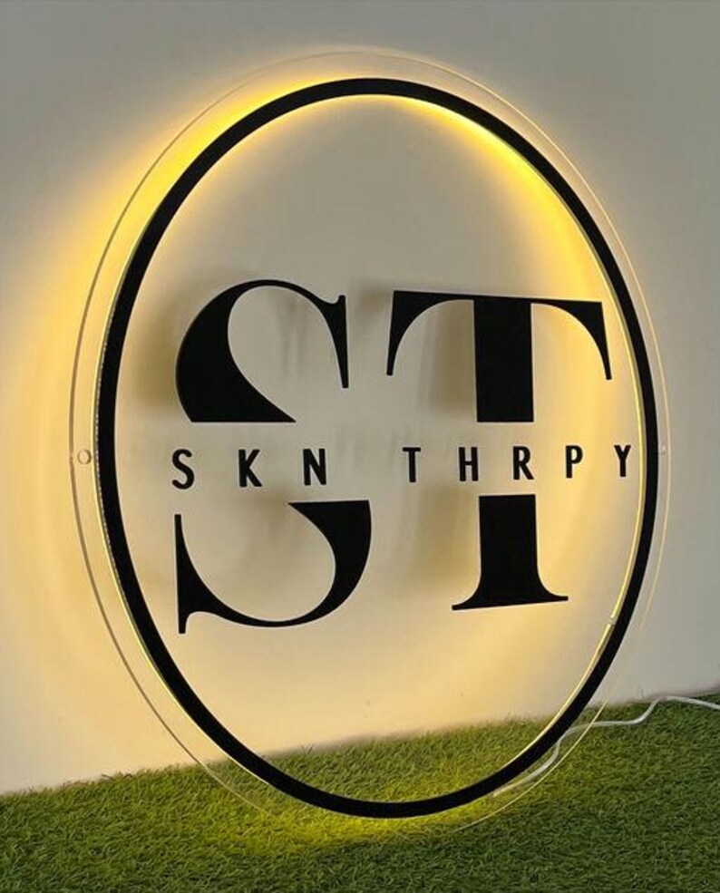 Backlit Business Sign, Beauty Salon Sign, Round Logo Sign, Light up Spa ...