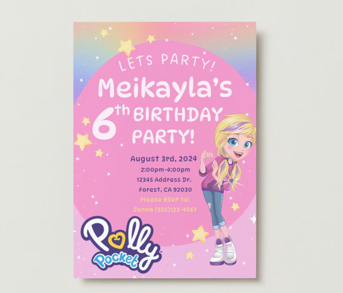 Polly Pocket Birthday Invitation, Evite, Digital Download, Polly Pocket ...