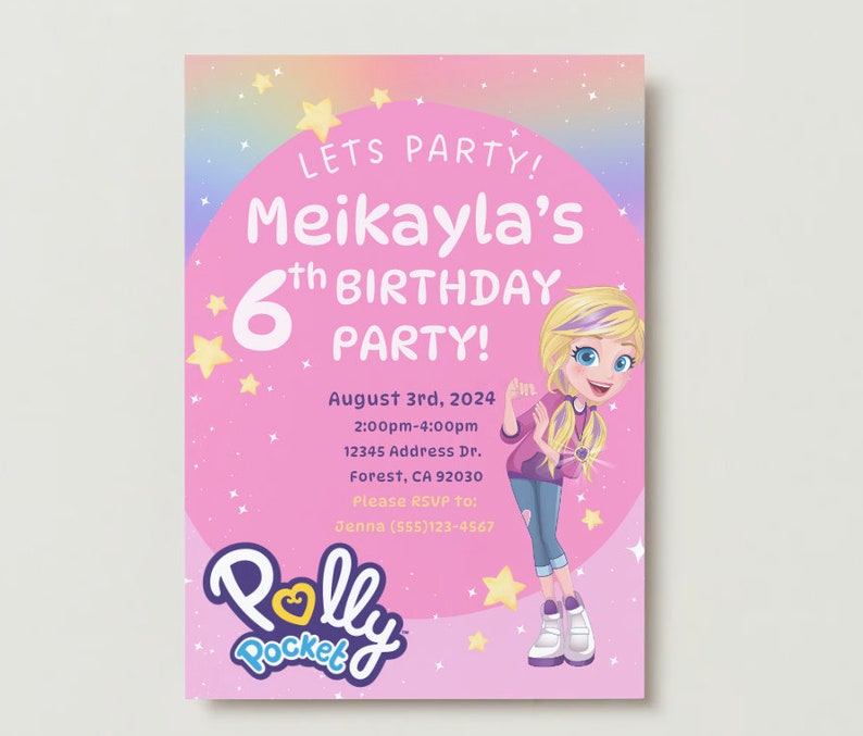 Polly Pocket Birthday Invitation, Evite, Digital Download, Polly Pocket ...