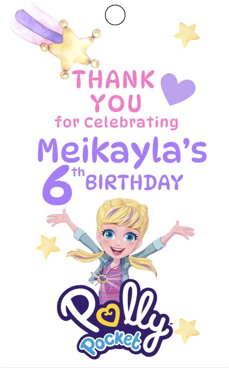 Polly Pocket Birthday Favor Tags, Editable Thank You Tags , Digital ...
