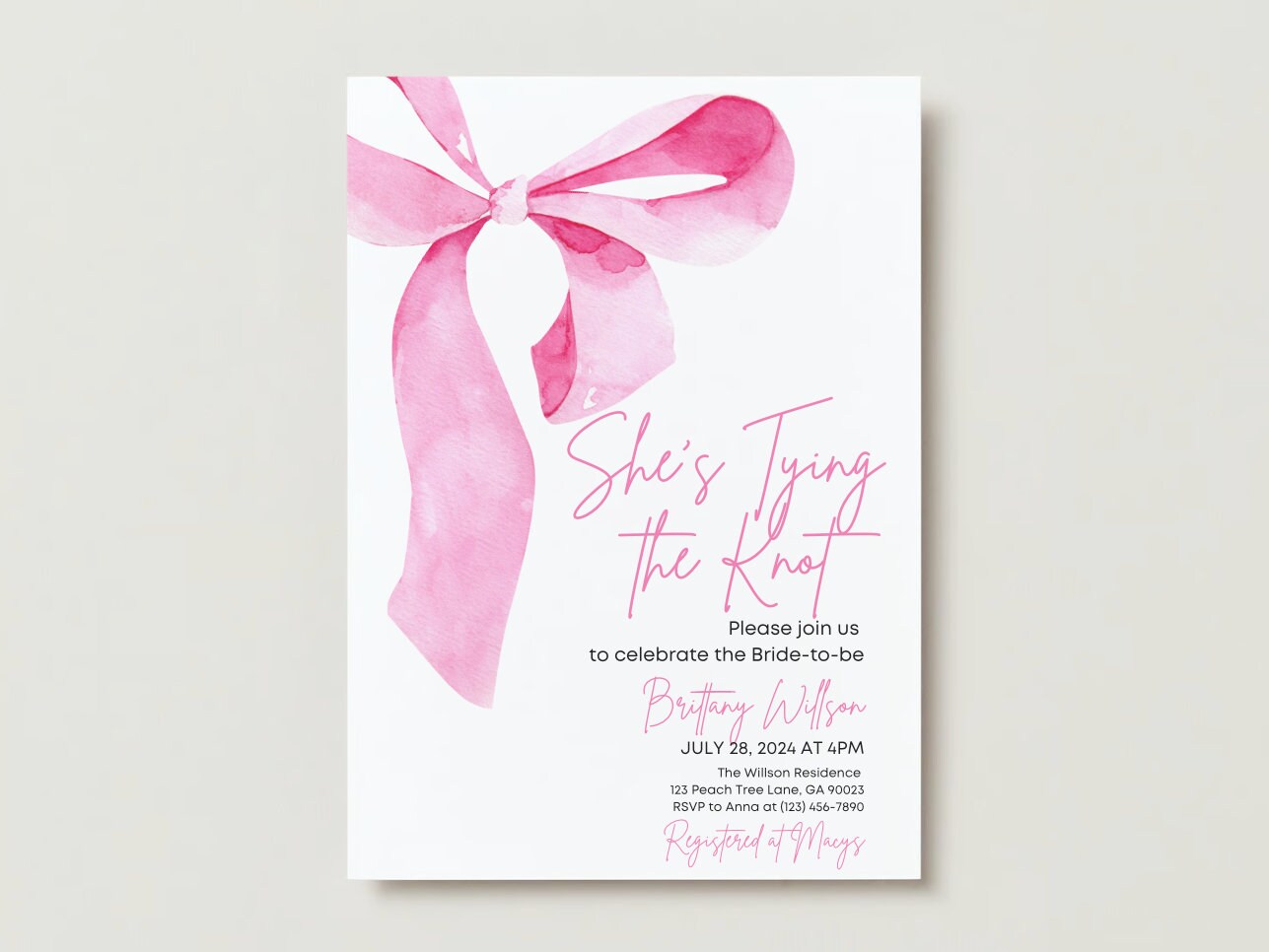 Editable She's Tying the Knot Bridal Shower Invitation, Bridal Shower ...