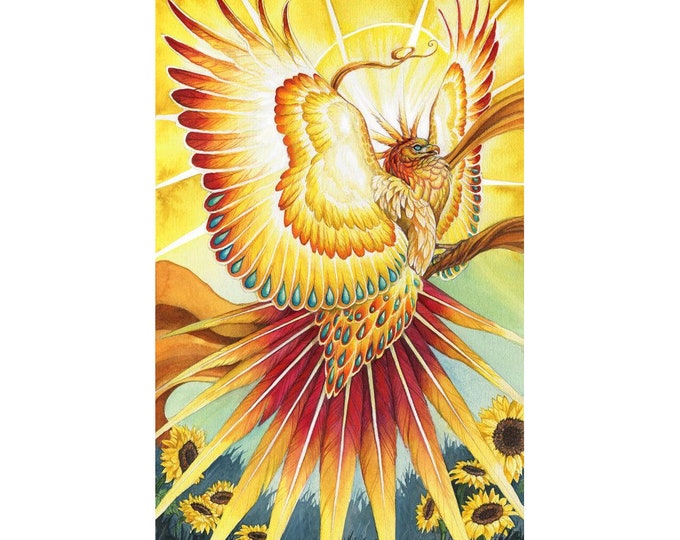 The Sun - Metallic Print - 78 Mythical Tarot Art - Firebird Phoenix ...