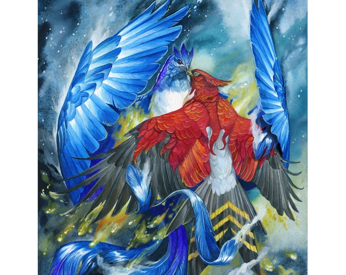 Fire and Ice Fantasy Phoenix Ice Bird Print - Etsy