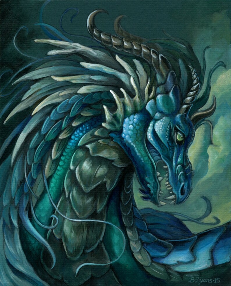 Zephyr - Fantasy Blue Dragon Print - Etsy