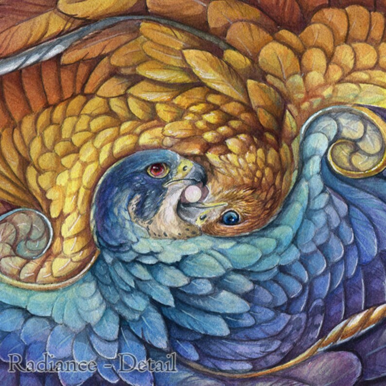 Radiance - Fantasy Falcon and Eagle Rainbow Birds Print - Etsy