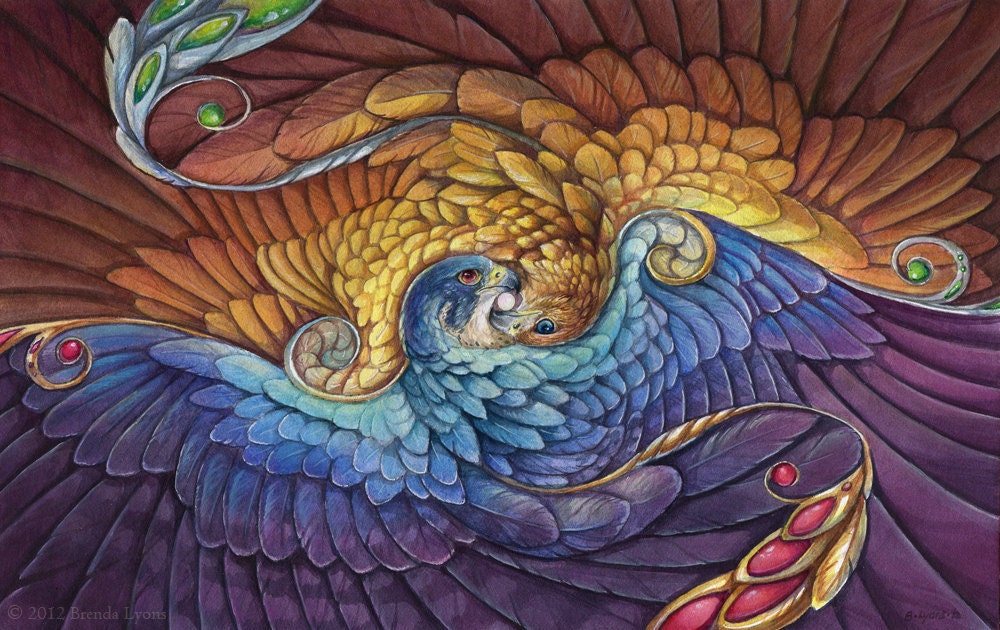 Radiance - Fantasy Falcon and Eagle Rainbow Birds Print - Etsy