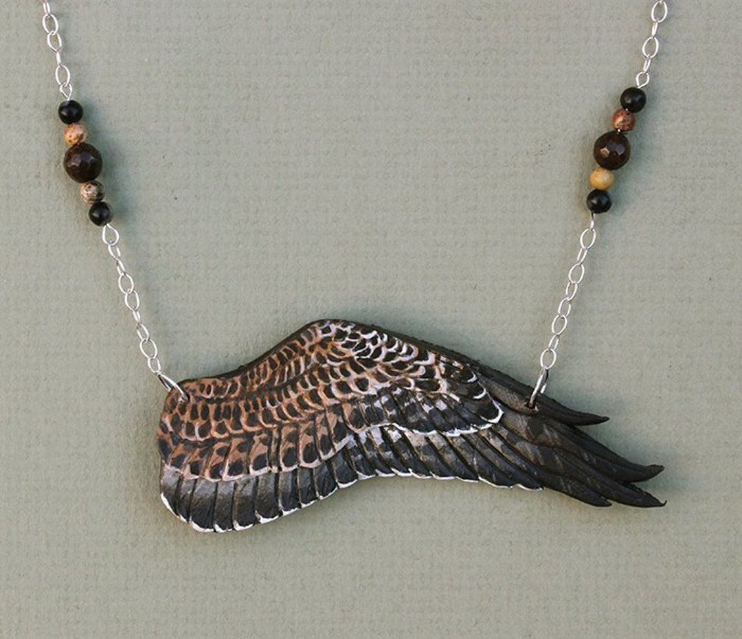 Mississippi Kite Wing Leather Necklace - Bird Wing Jewelry With ...