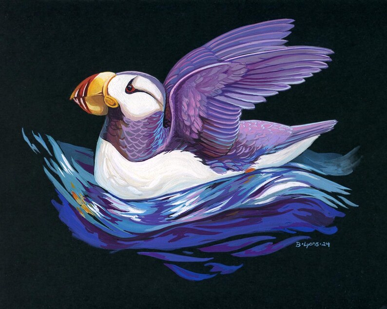 Kenai Fjords Series: Horned Puffin - 8X10 Inch Wildlife Bird Art - Etsy