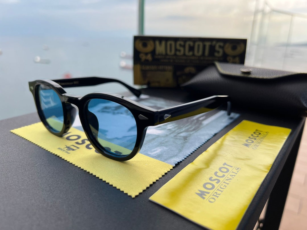 Moscot Lemtosh Luxury Vintage Sunglasses / Black Frame / Blue Lens ...