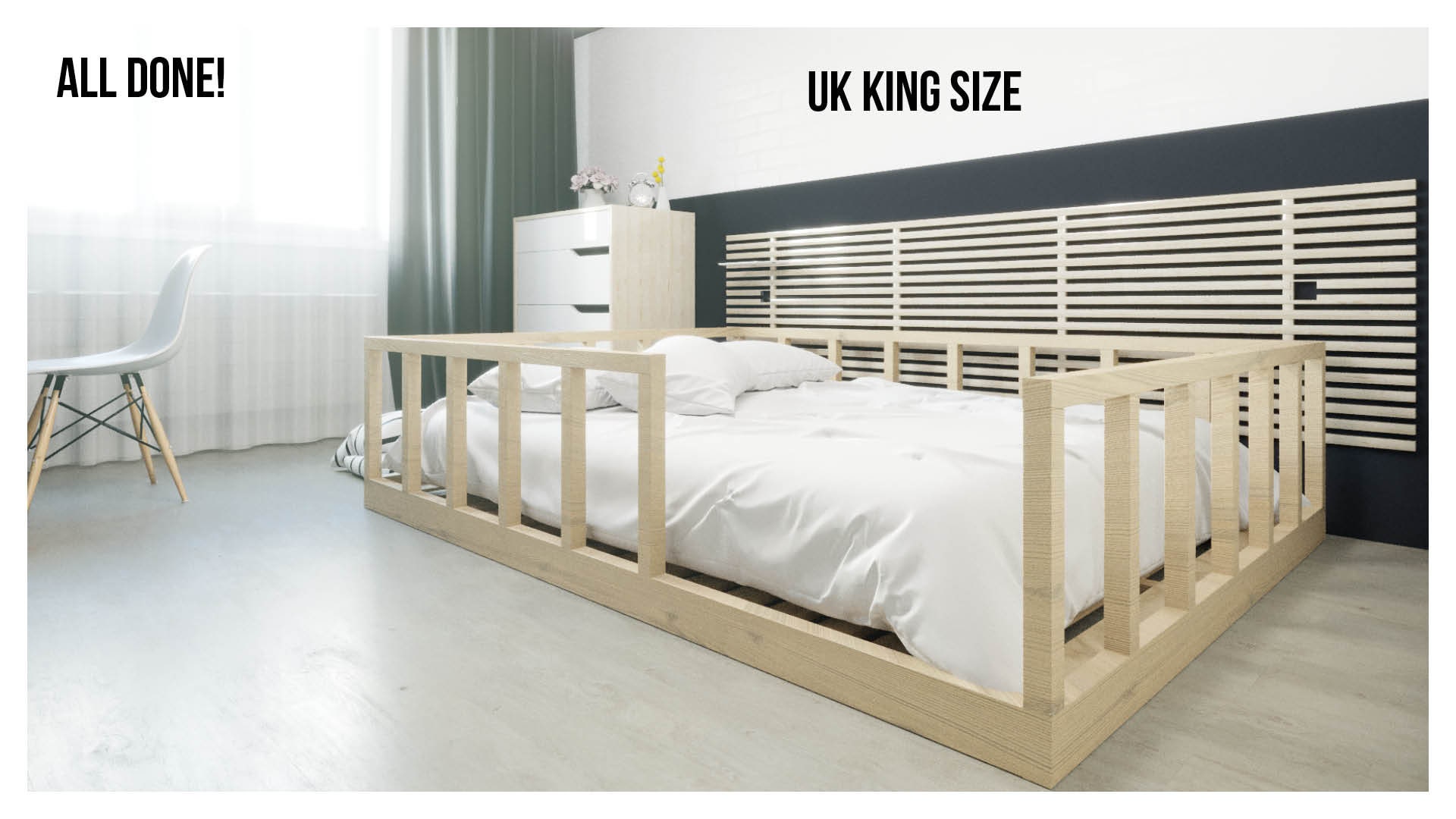 DIY Montessori, Toddler, Kids, Floor Bed Frame Build Plan - UK King ...