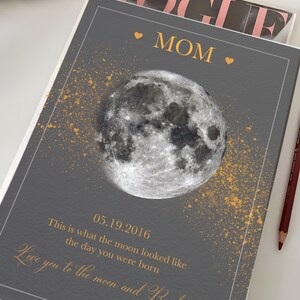 Custom Moon Phase Print, Personalized Birthday Gift, Printable the Day ...
