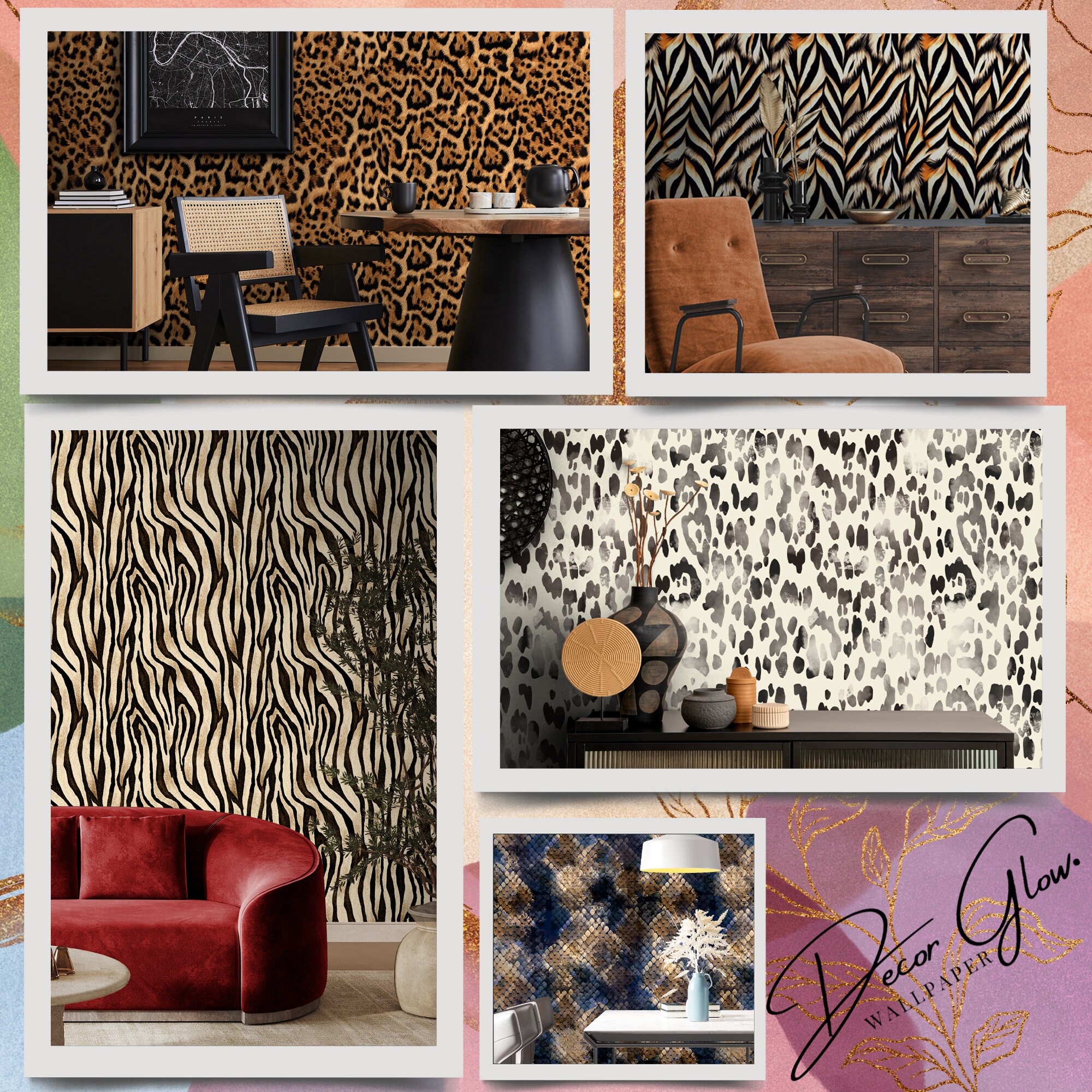 Modern Abstract Leopard Skin Wallpaper, Monochrome Animal Print ...