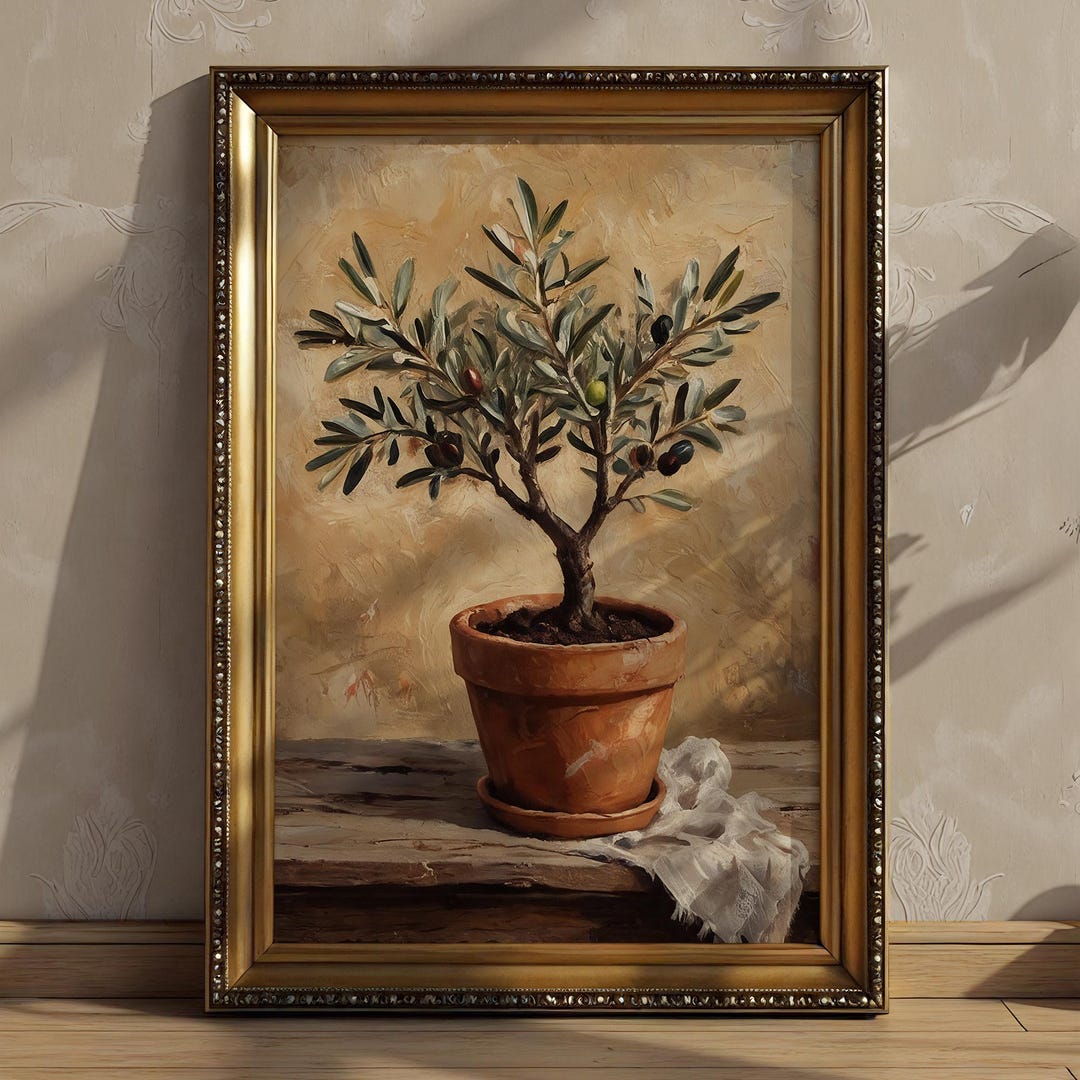 Vintage Olive Tree Art Print: Rustic Mediterranean Kitchen Decor ...