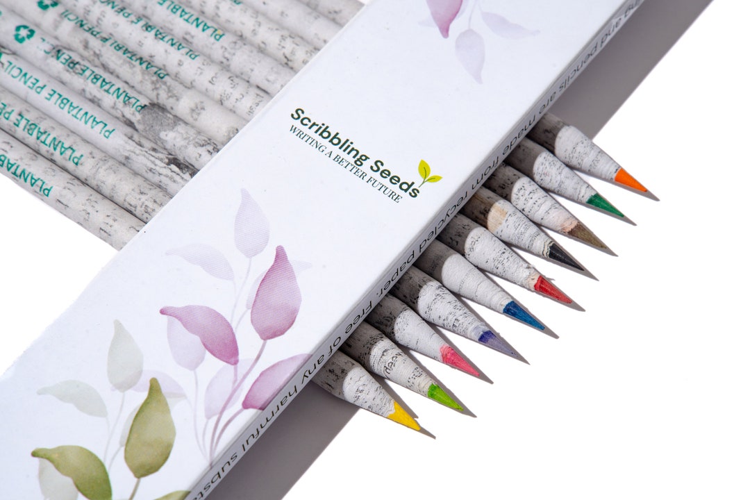 Plantable Pencil Colors Made With 100% Recycled Newspaper - Set of 10 I ...
